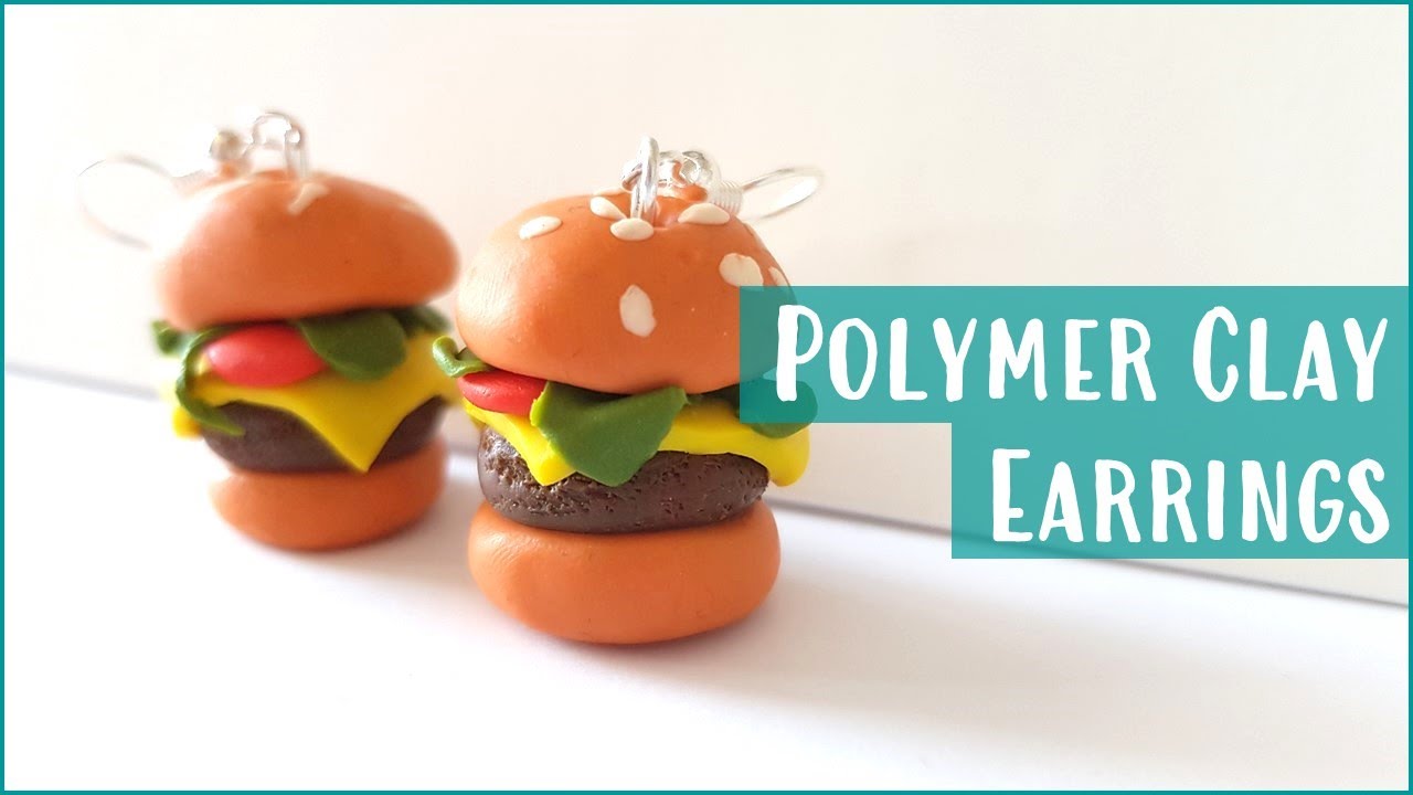 Polymer Clay Burger & Avocado Earrings Tutorial | Miniature Fimo DIY ...