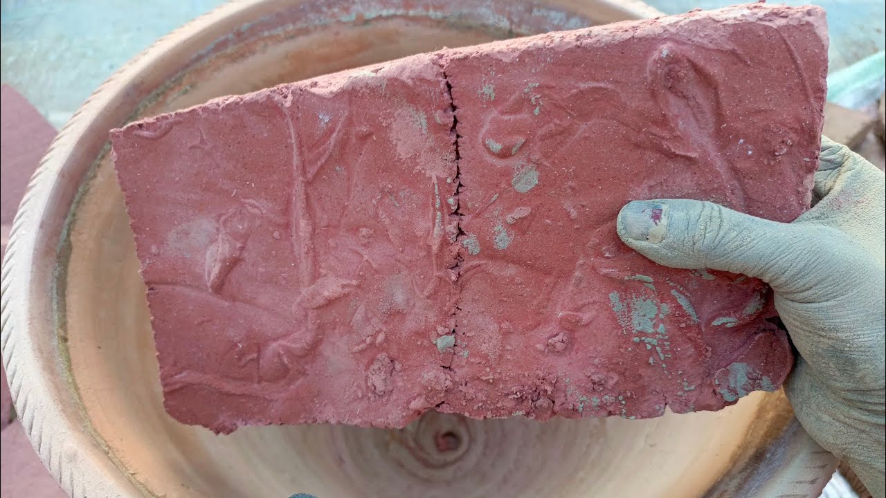 Asmr.Red mud clay dry crumbling in clay pot - YouTube