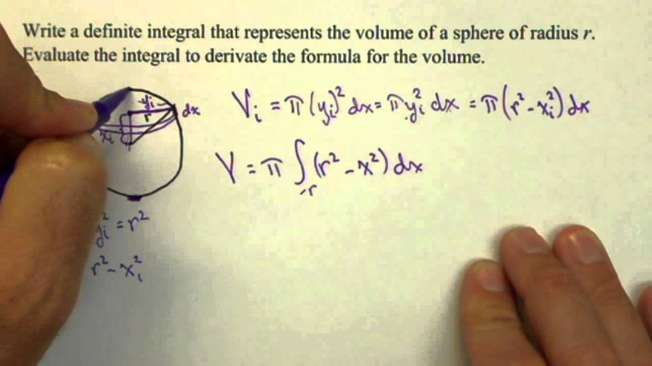 Volume of a Sphere with Defniite Integral Slicing Ch6R2 - YouTube