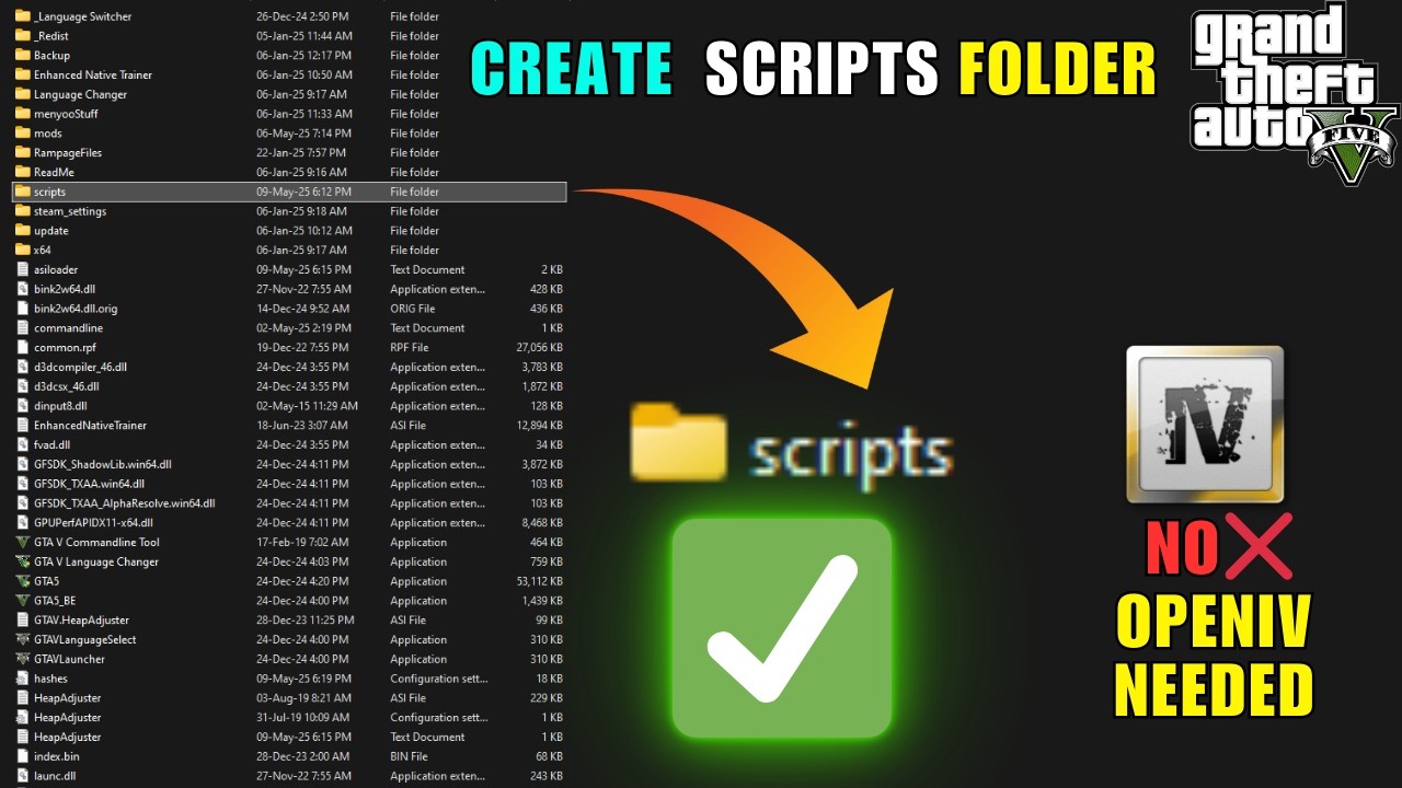 GTA V How to Create Scripts Folder 2025 Without OpenIV - YouTube