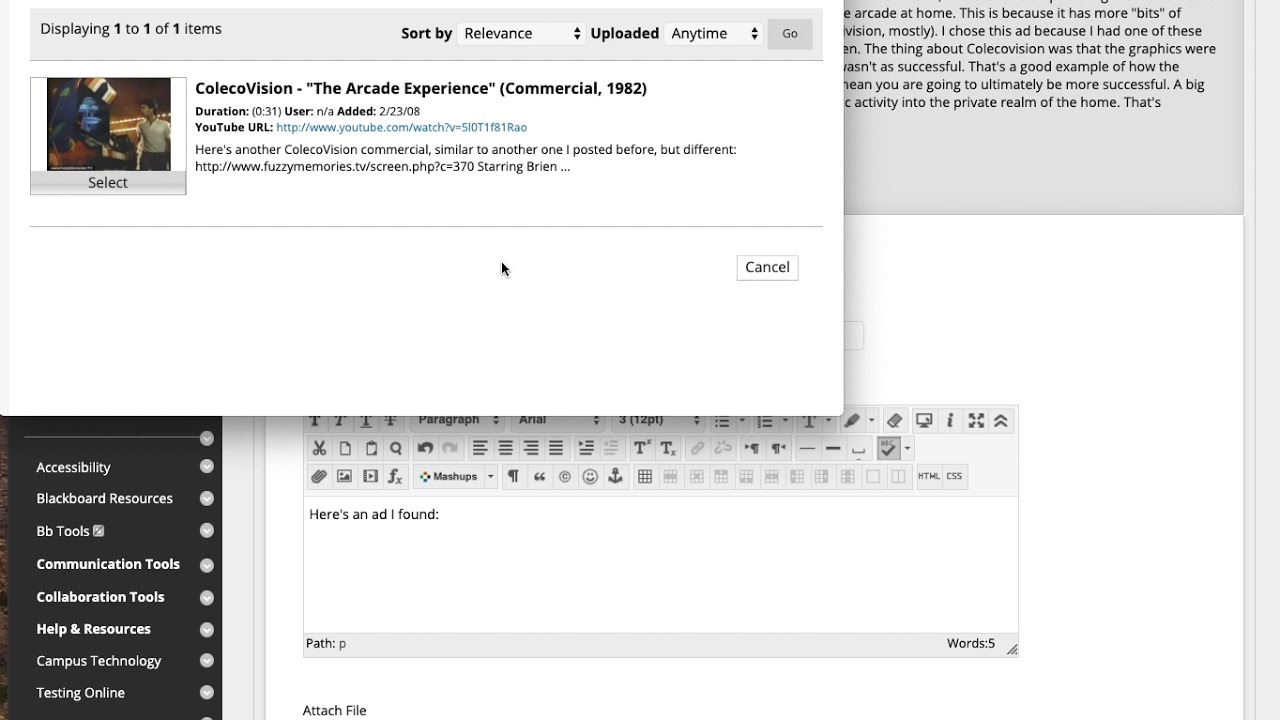 How to Post a YouTube Video into a Discussion Forum on Blackboard - YouTube