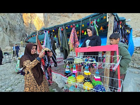 🏕️❄️ Setting up a nomadic tent: Traveling to a snowy mountain 🌊🏔️ and buying a scarf