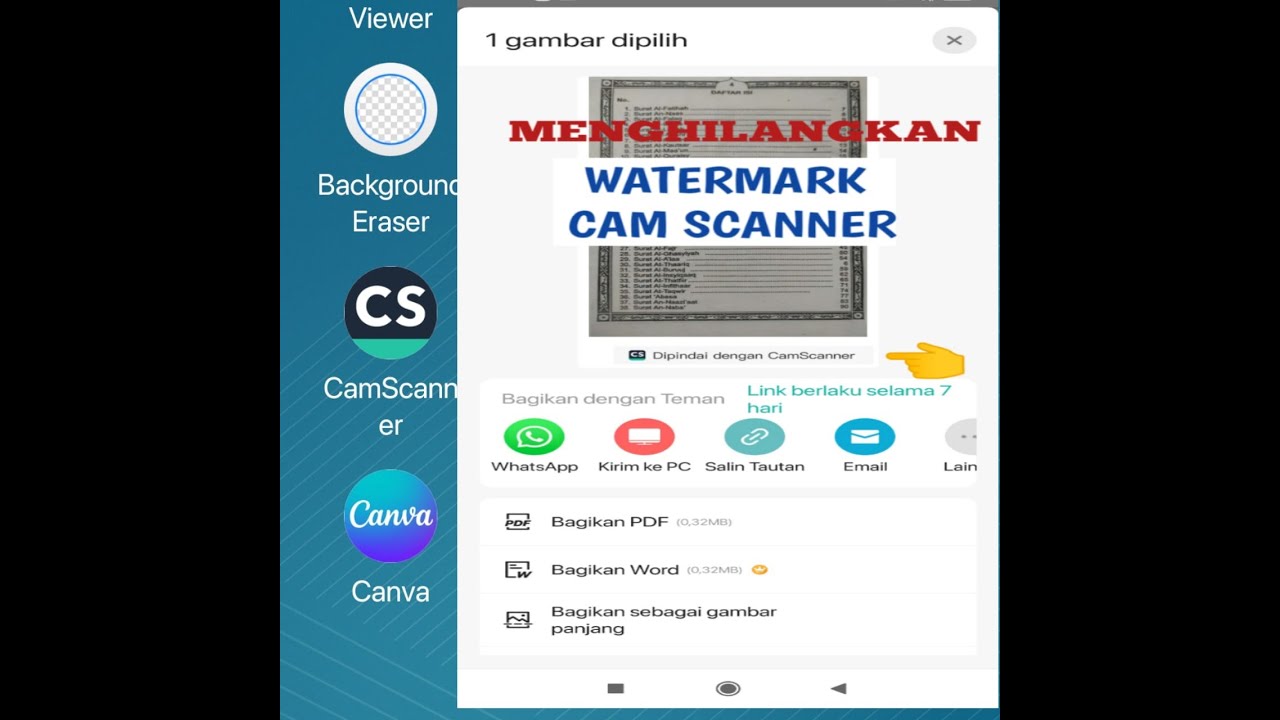 Tutorial Menghilangkan Watermark Camscanner || Lewat HP - YouTube