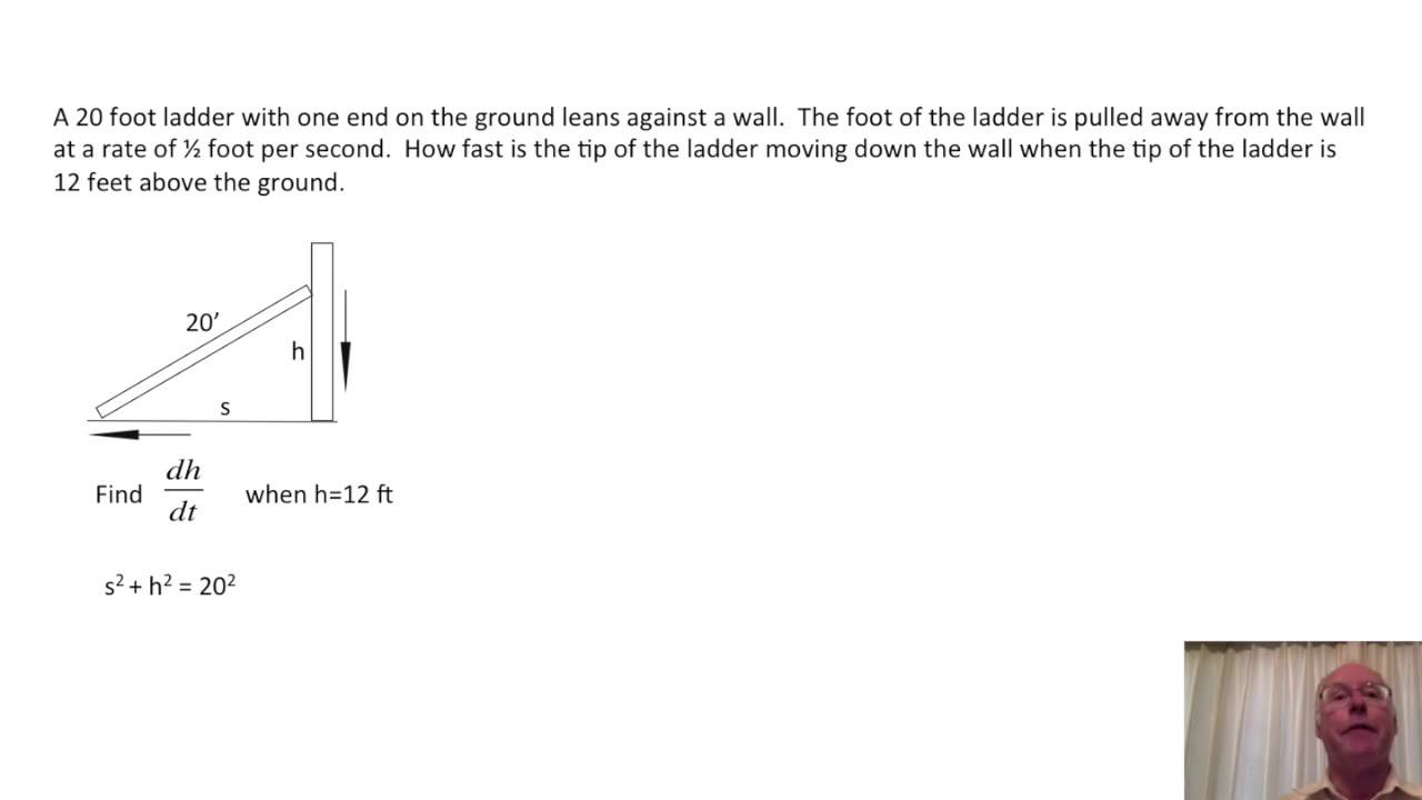 Related Rates 1 - Ladder - YouTube