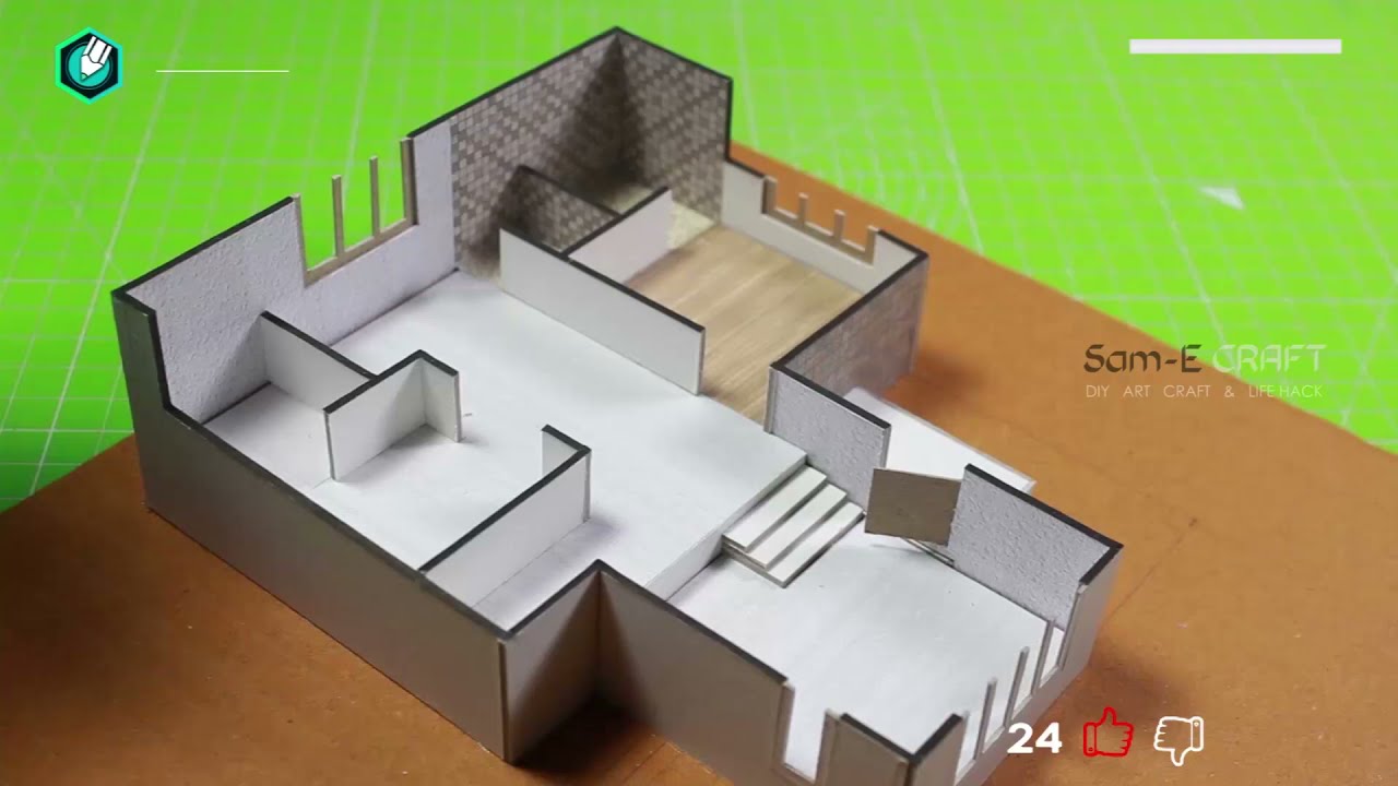 Cardboard interior building miniature model | very easy - YouTube