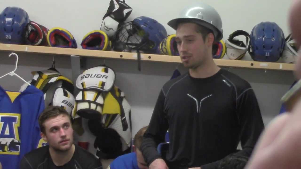 Alaska Hockey Sean Cahill Gets the Hard Hat - 12/7/13 - YouTube