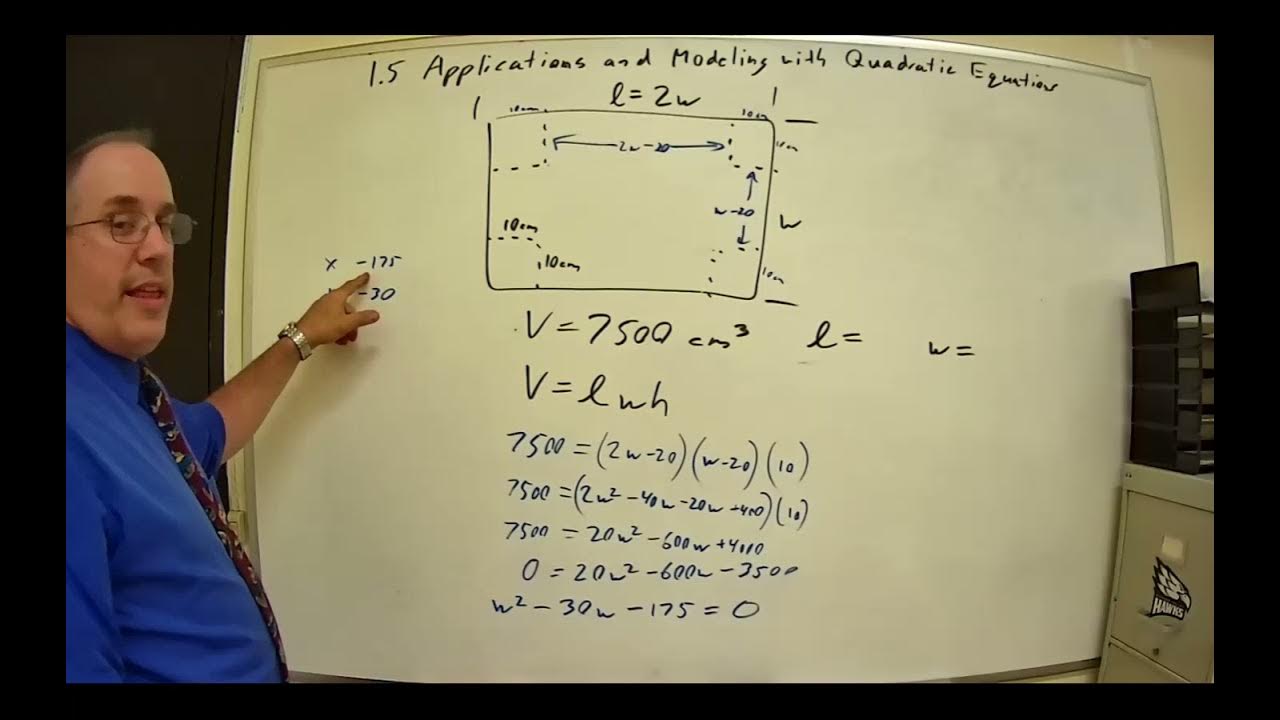 1 5 Applications & Modeling Quadratic Equations - YouTube