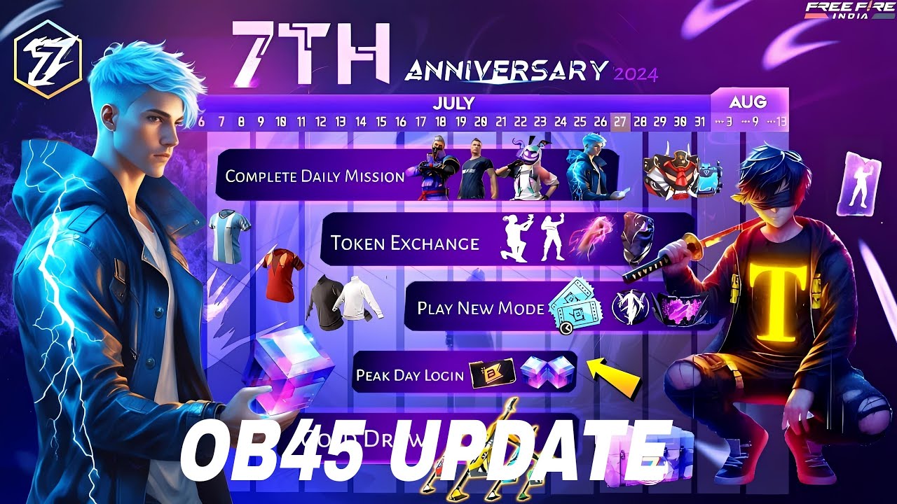 7th Anniversary Event Calendar 🥳🤯| Ob 45 Update Changes | Free Fire New ...