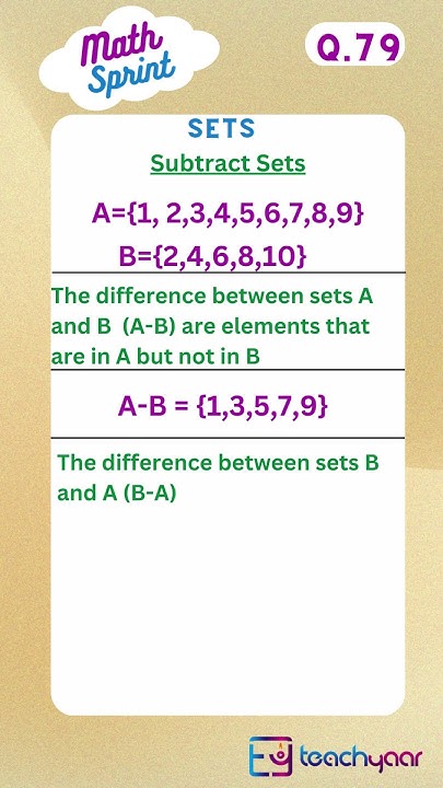 M79) Learn how to Subtract two Sets | Learns Basics of Sets | Learn Maths - YouTube