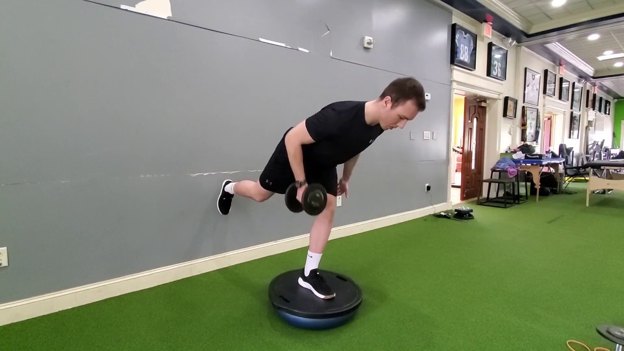 SL RDL to SA Row - on Bosu - YouTube