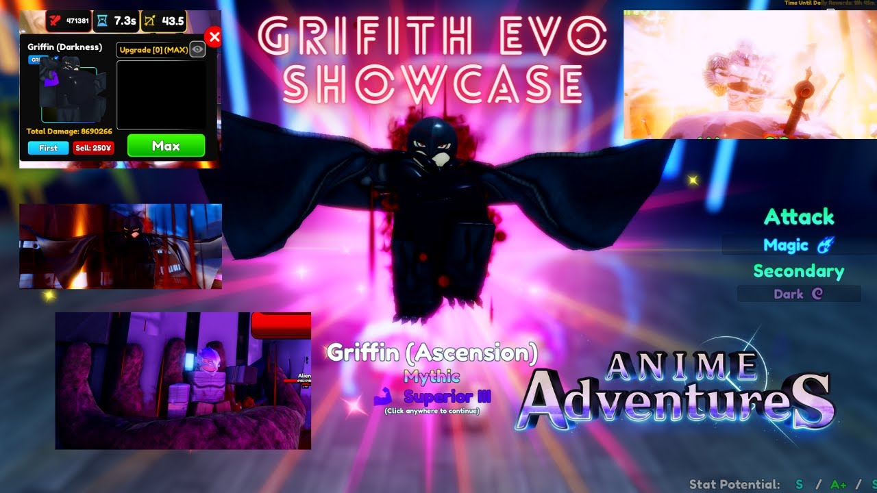 Griffith Evo Showcase (HES INSANEEE!) Roblox Anime Adventures - YouTube