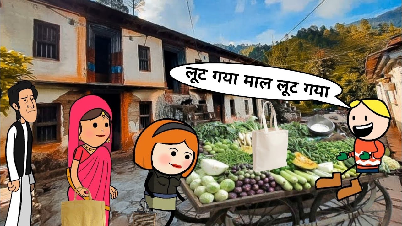लक्की ने खोली सब्जी की दुकान | pahadi cartoon video | kumaoni comedy ...