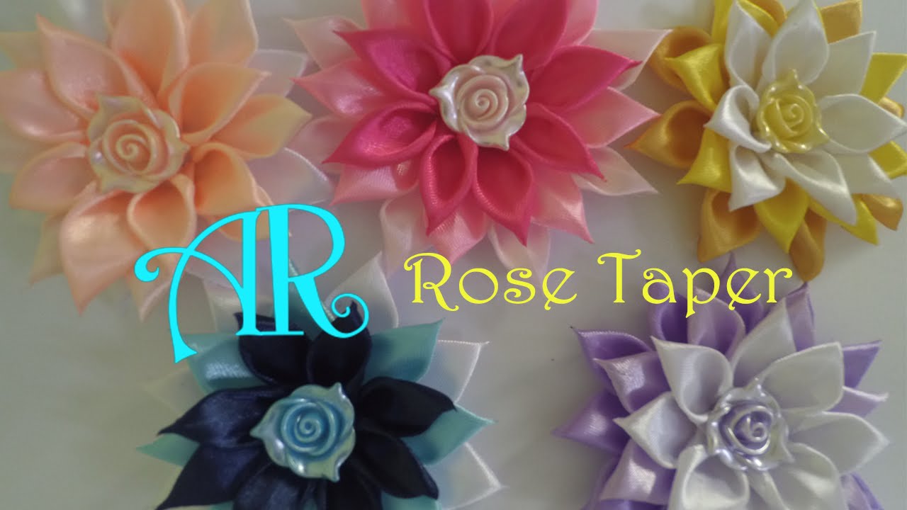 Ribbon Flower : Rose Taper Brooch / Broche de Rose de la forma cónica ...