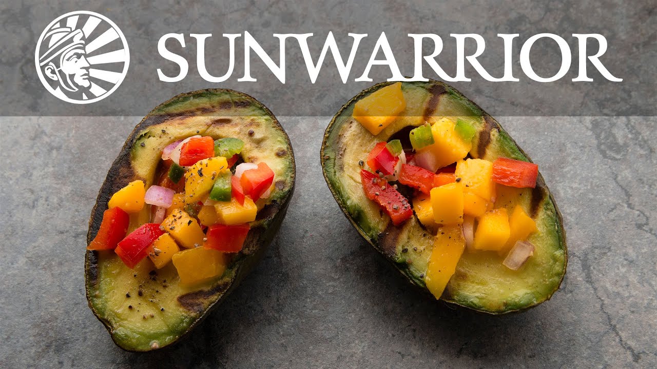 Sunwarrior Vegan Recipe: Grilled Avocados with Mango Salsa - YouTube