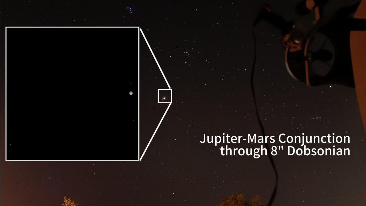Jupiter-Mars Conjunction through 8" Dobsonian - YouTube