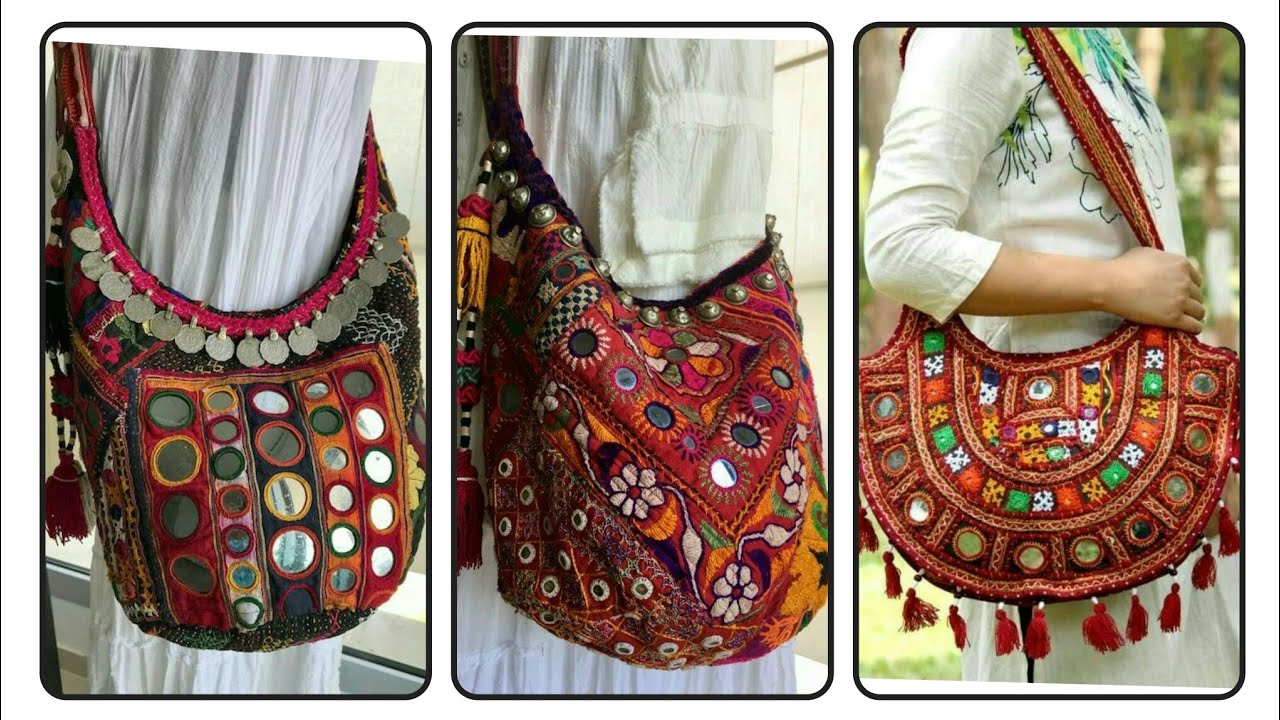So impressive & special traditional embroidered mirror work handbags ...