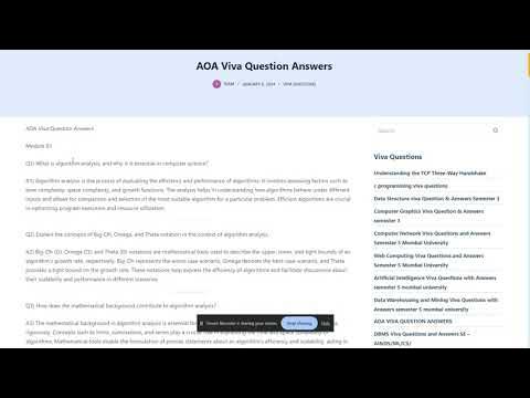 AOA Viva Question Answers - Semester 4 : CS/AI-DS/ML - YouTube