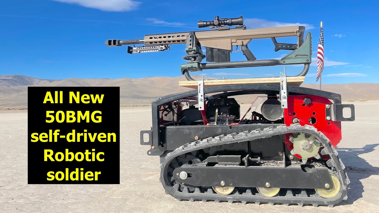 50BMG remote driven Robotic Tank soldier - YouTube