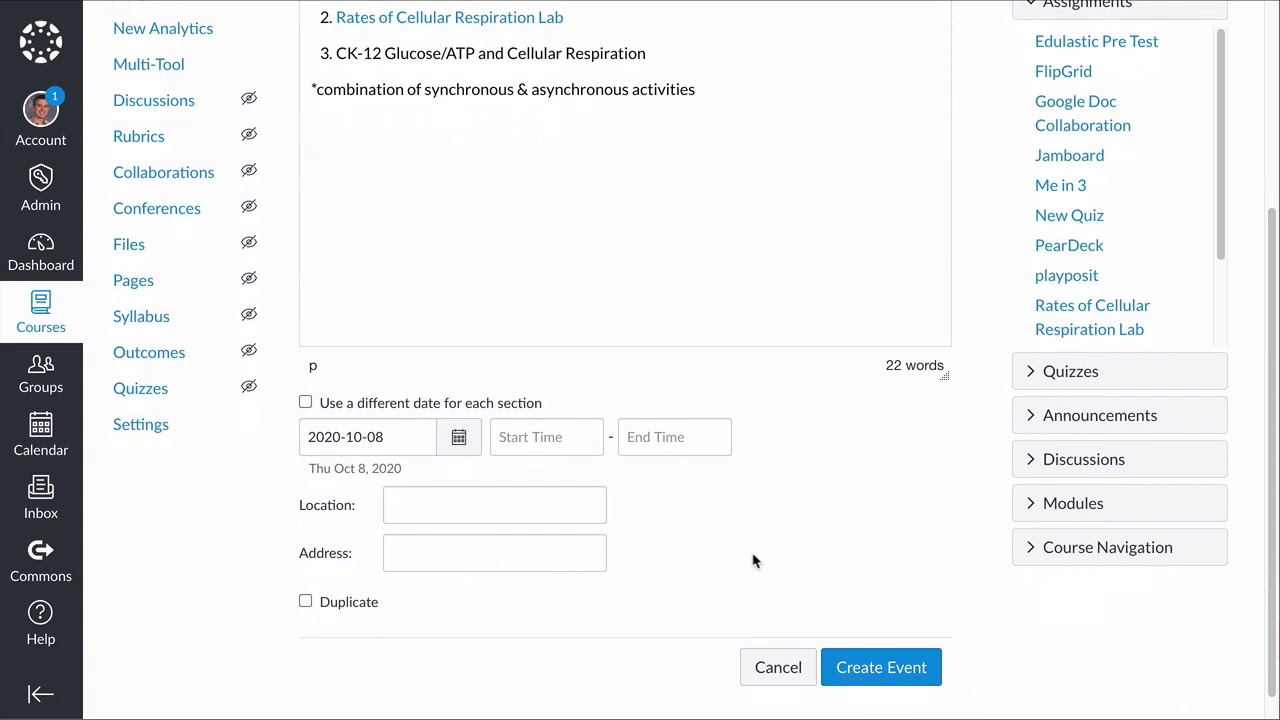 How to Post Your Daily Class Agenda in Your Canvas Course Calendar ...