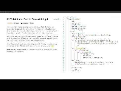 [July 27, 2024, LeetCode daily] 2976. Minimum Cost to Convert String I - Python, solution ...