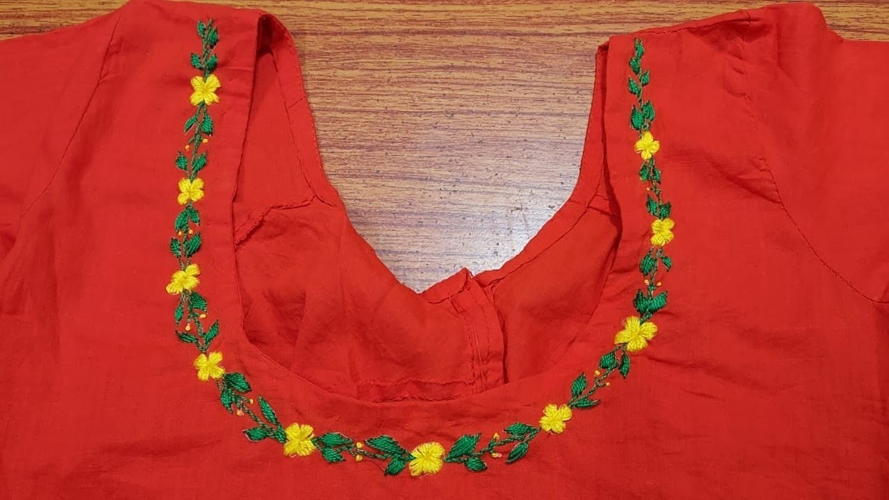 Simple and easy thread work on stiched blouse - YouTube