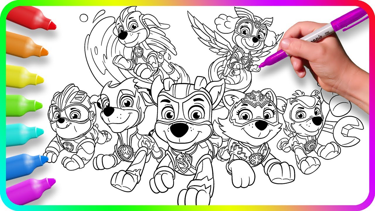PAW PATROL Coloring Pages - MIGHTY PUPS / How to color Paw Patrol ...