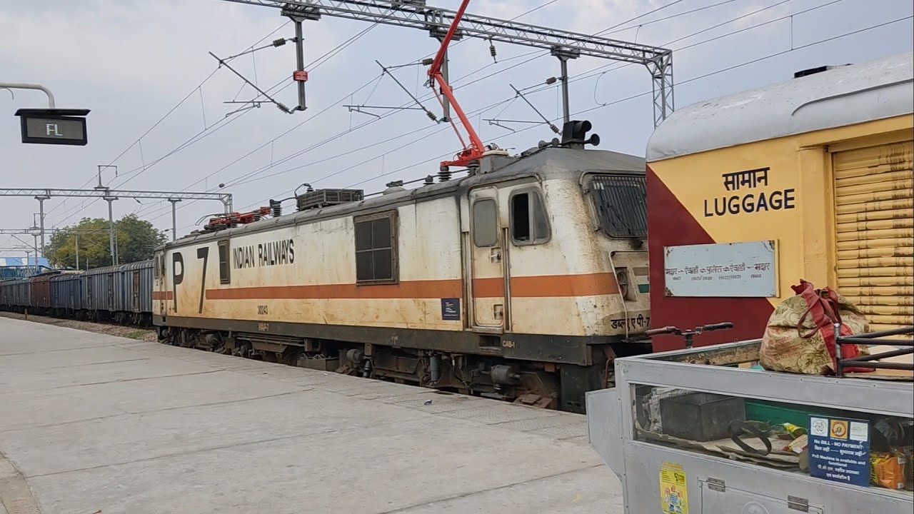 Rewari Phulera Passenger with GZB Wap7 Arriving Phulera Junction - YouTube