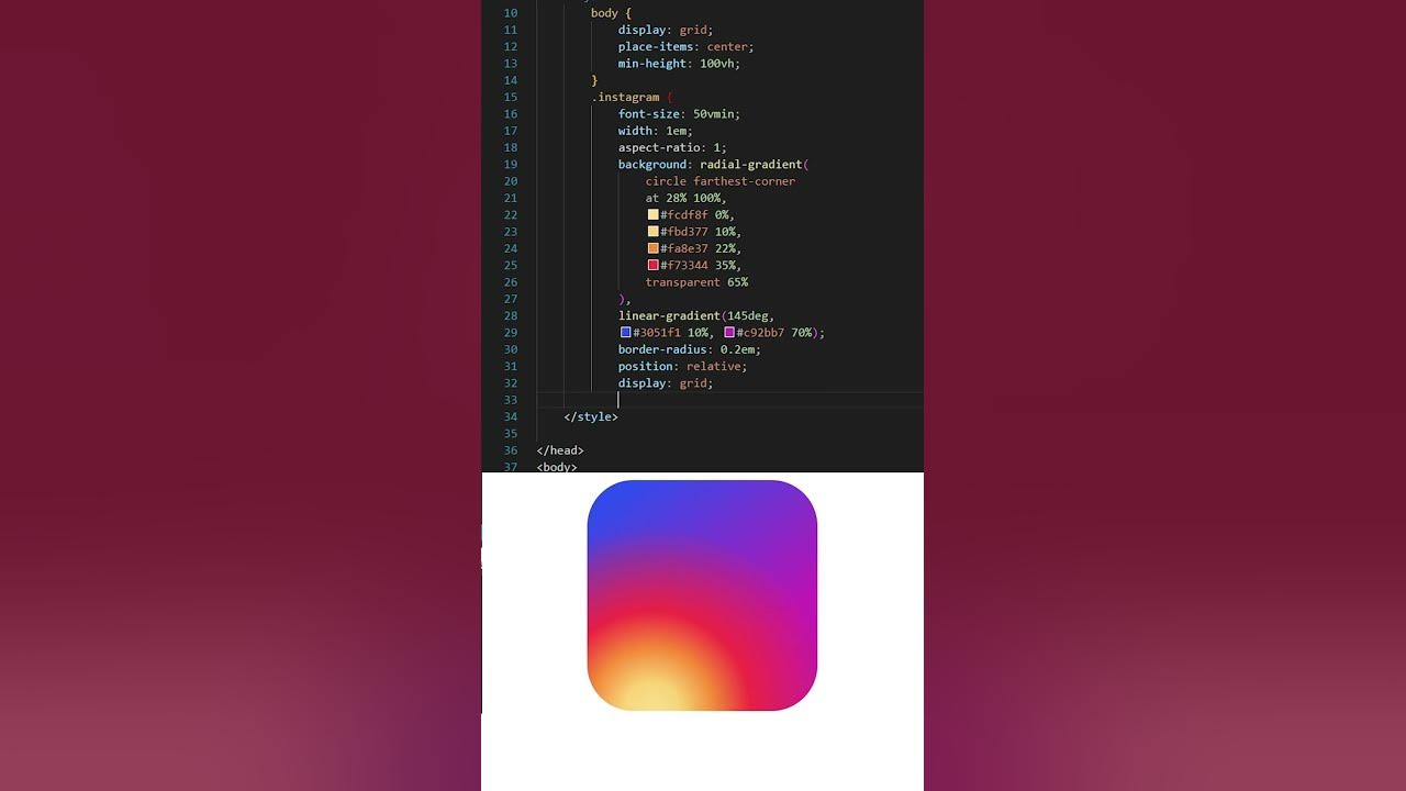Instagram Logo In Html And Css Coding Html Css Shrots Shorts Youtube