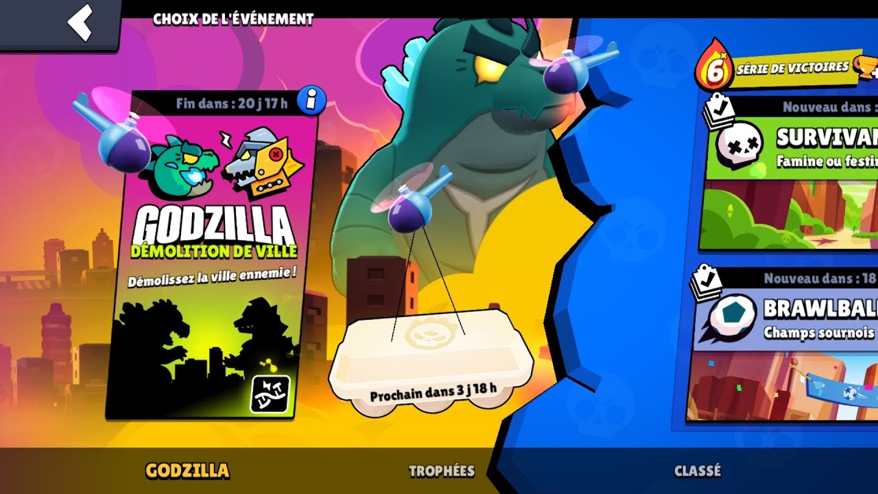 Nouvelle évènement Godzilla démolution de ville brawl stars - YouTube