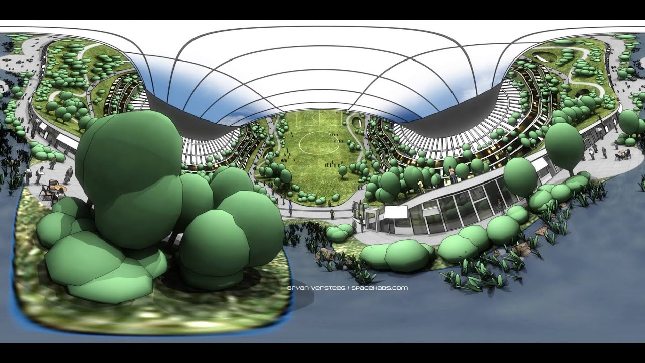 Kalpana Two 360 - Space Settlement fly through - Camera 27 Toon - YouTube