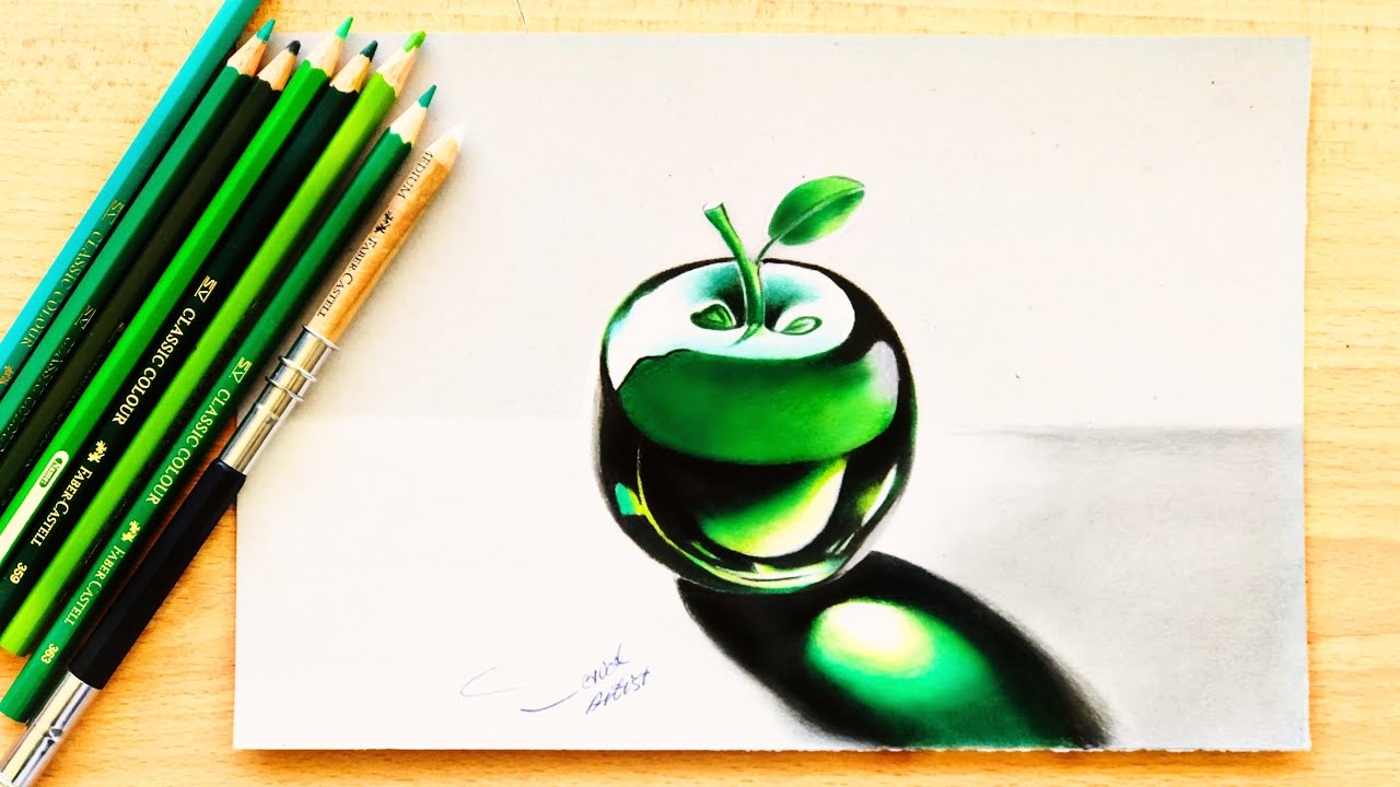 Drawing a Shiny Green Apple | Like a Diamond”🎨 - YouTube