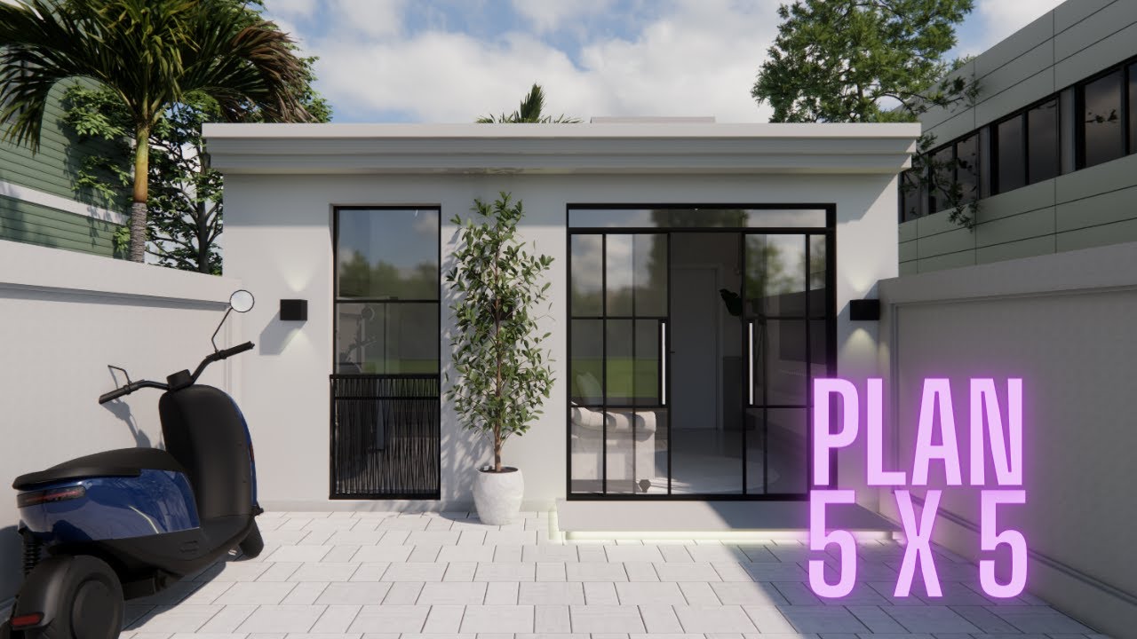 Plano de Casa 5X5 | Tiny House | Mini Casa 25 M²| 5X5 House (25 SQM ...