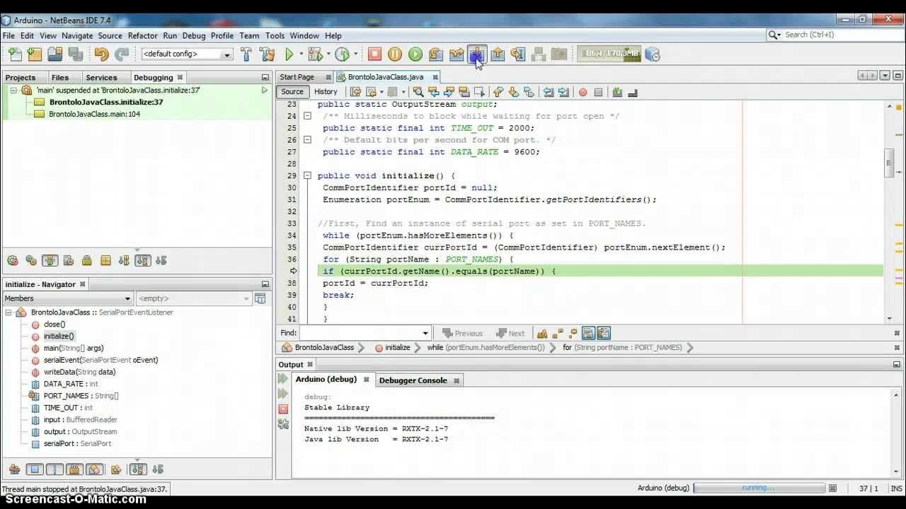 Test RXTX Arduino-Java on NetBeans IDE - YouTube
