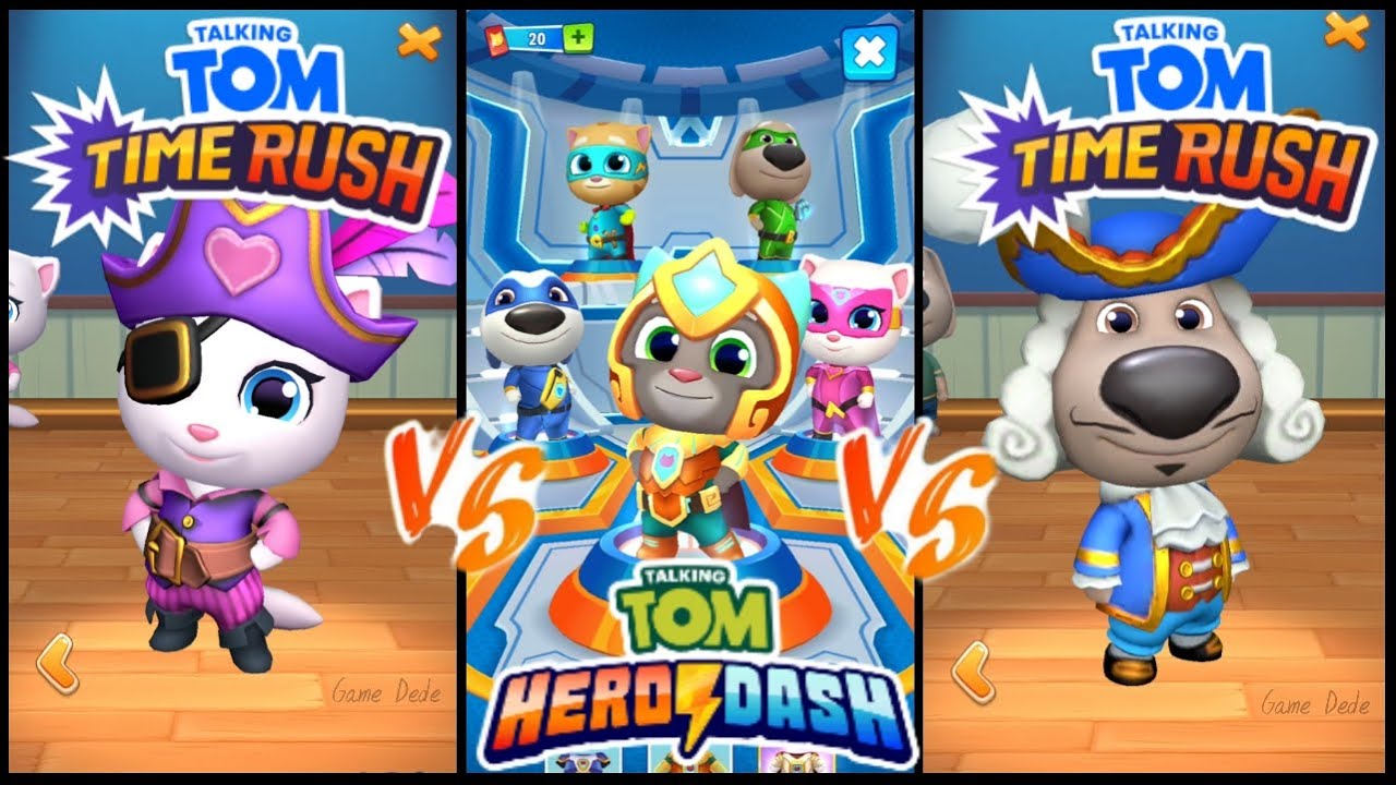 Talking Tom Time Rush Vs Hero Dash ; Pirates Angela Vs Flash Gold Tom ...