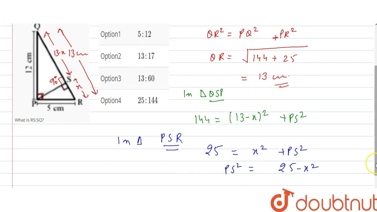 In The Figure Below PQR Is A Right angled Triangle Right Angled At P In The Figure Below PQR Is A Right angled Triangle Right Angled At P