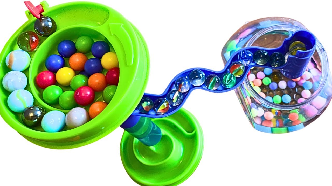 Marble Run ♡ Multicoloured Plastic High Rail Course #032 - YouTube