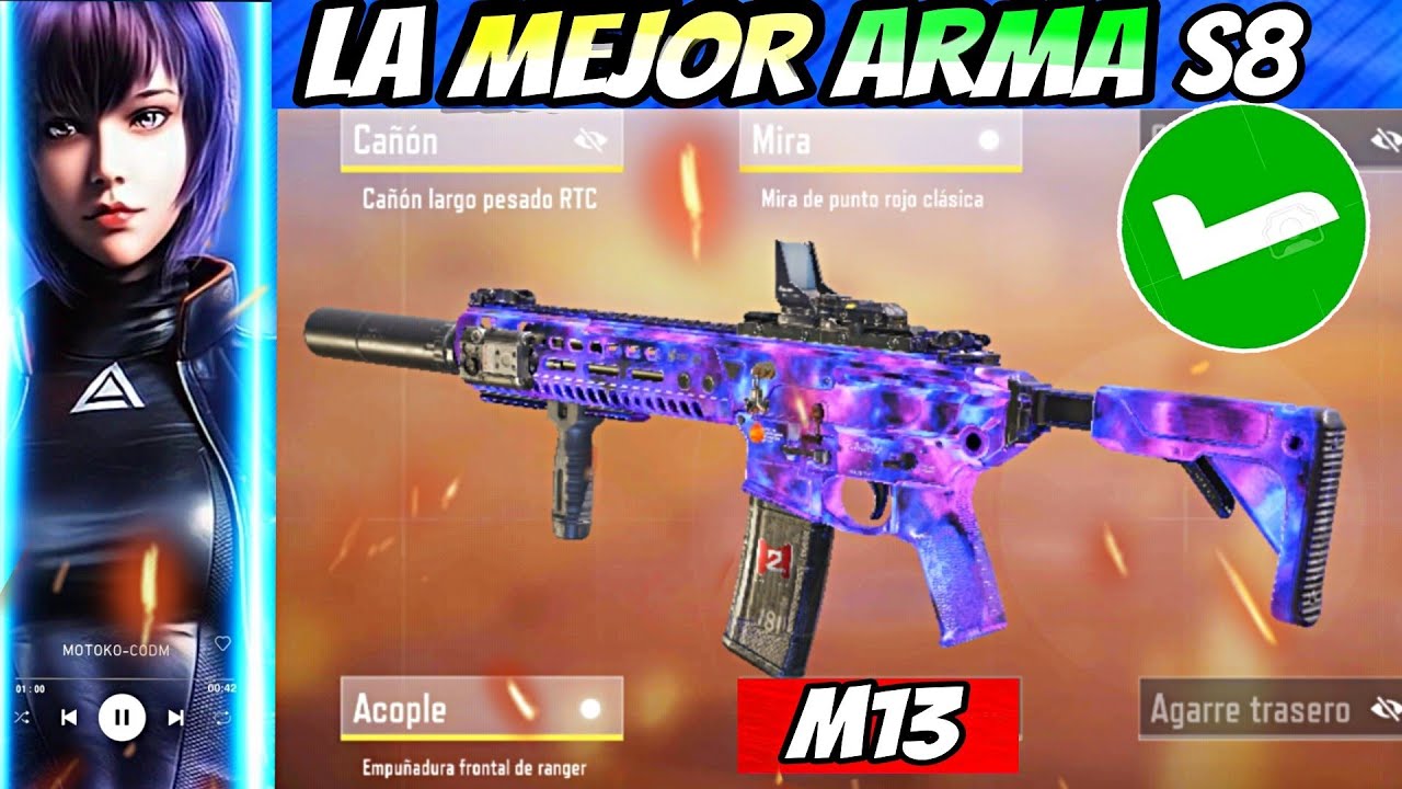 MEJOR CONFIGURACIÓN TEMPORADA 8! MEJOR CLASE DE M13 COD MOBILE BATTLE ROYALE MEJORES ACCESORIOS ...