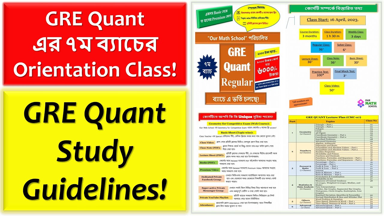 GRE Quant এর ৭ম ব্যাচের Orientation Class | GRE Quant Study Guidelines ...