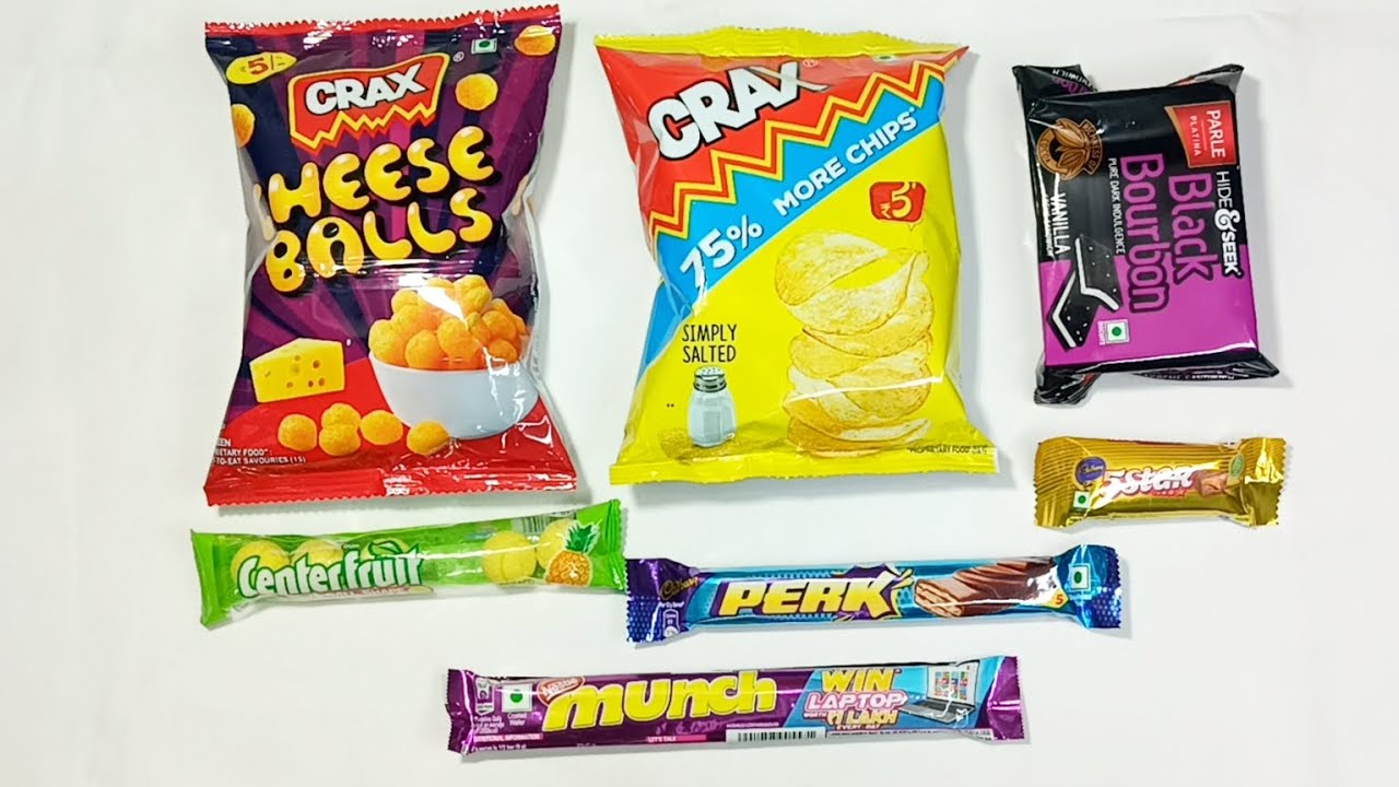 Crax Chips 🍟, Cheese Balls, 5Star Chocolate🍫, Munch, Perk, Black ...