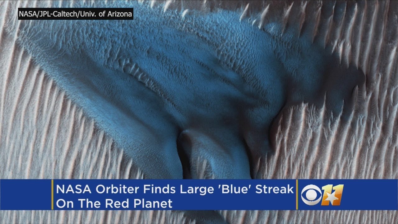 NASA Orbiter Finds Large Streak Of Blue On The Red Planet - YouTube