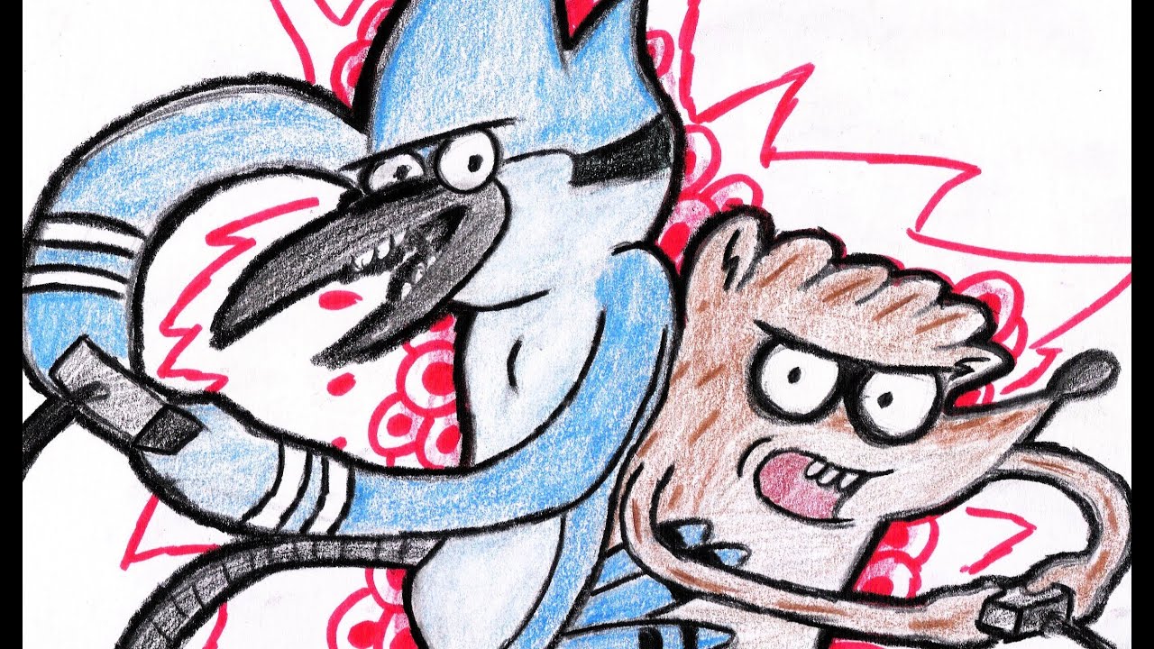 Dibujando a Mordecai y Rigby / speed drawing Mordecai and rigby ...
