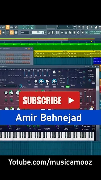 آموزش ساخت صدای pluck در کمتر از یک دقیقه درFl studio با سینتی سایزر Harmless #shortvideo - YouTube