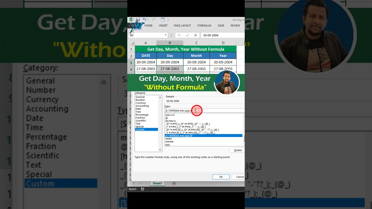 Get Day Month Year From Date Without Formula shorts YouTube Get Day Month Year From Date Without Formula shorts YouTube