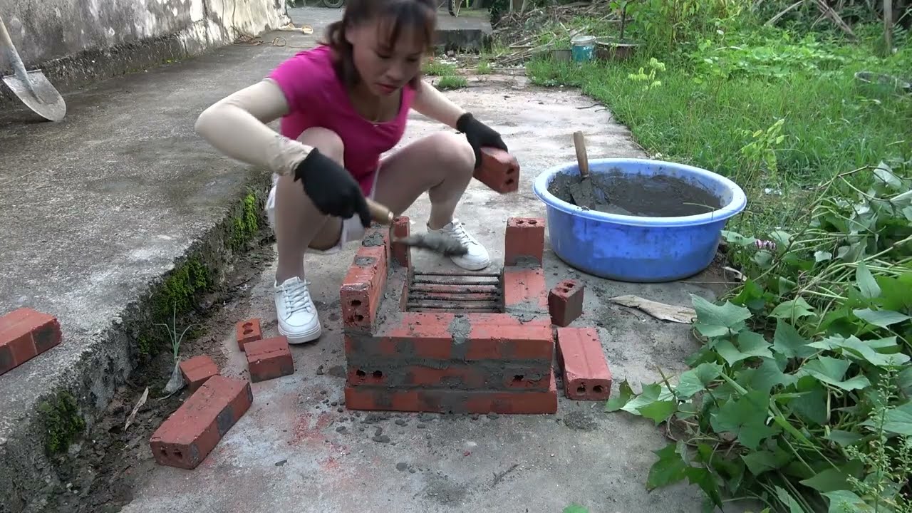 Creative ideas: Genius girl build a wood stoves built with red bricks ...