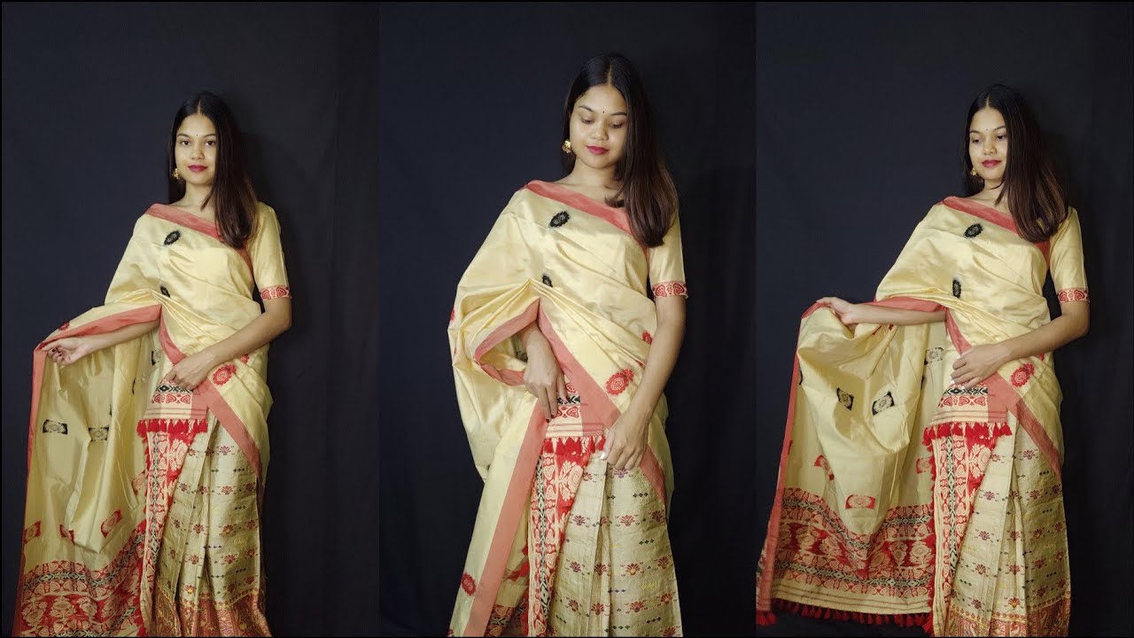 How to wear muga mekhela sador for a perfect look | Draping tutorial ...