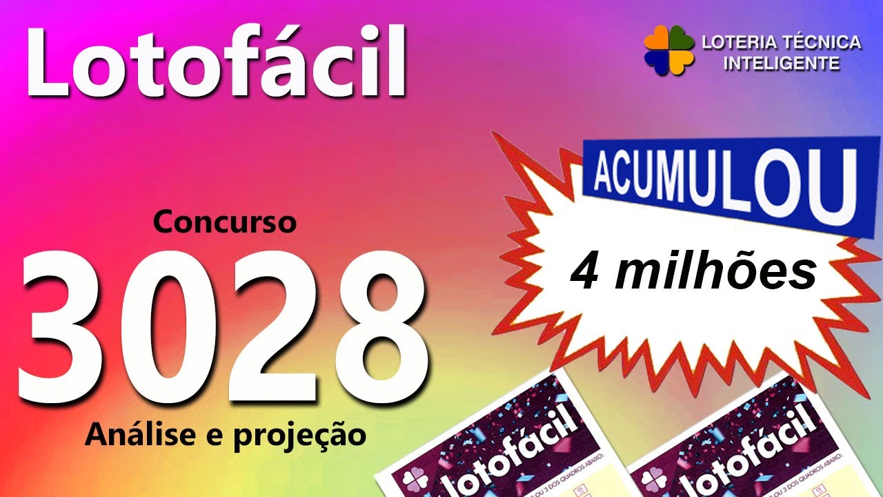 ANÁLISE E PROJEÇÃO PARA O CONCURSO 3028 DA LOTOFÁCIL - ACUMULADO - YouTube