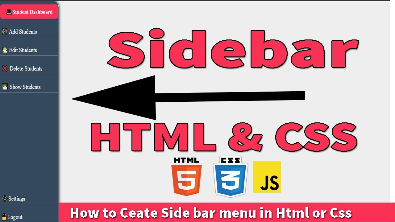 How To Create Sidebar Navigation In Html Or Csssidebar Nav In Html Responisve Sidebar Youtube 1760