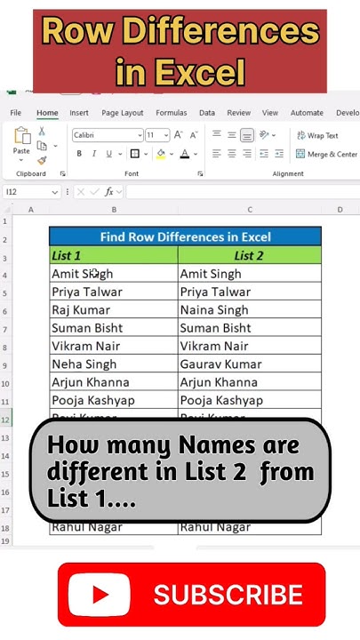 ExcelTrick#Row Differences in Excel#Excel#exceltips#exceltutorial#shorts#viral#exceltipsinhindi ...