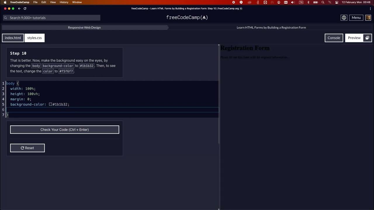 LEARN HTML FORMS BY BUILDING A REGISTRATION FORM STEP 10 #freecodecamp #learncss # ...