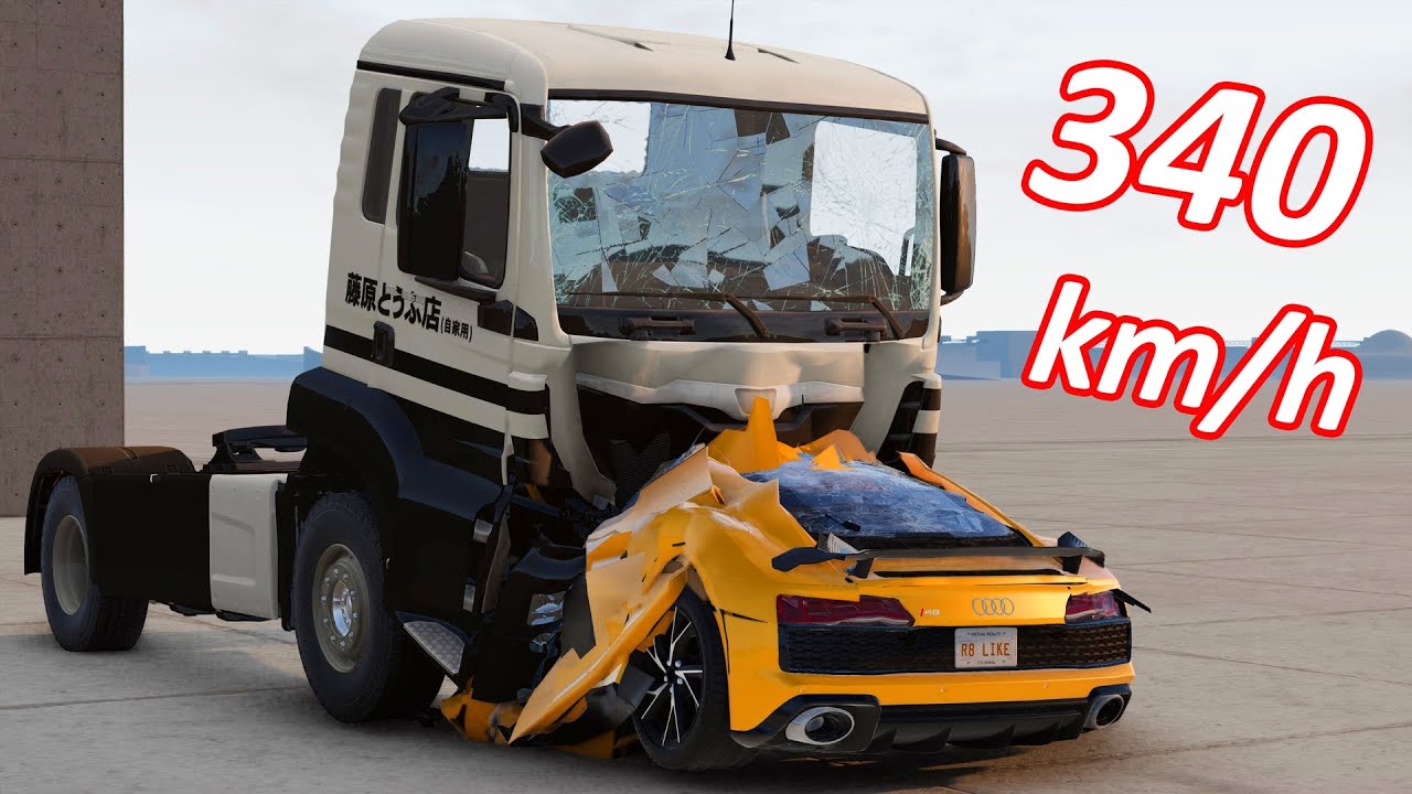 Audi R8 high speed car crash slow motion video - YouTube